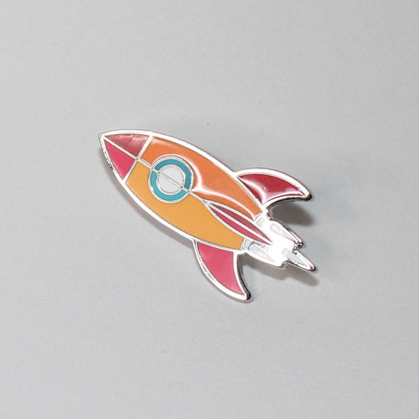 Atomic Rocket Blast Off Lapel Pin - Silver – Crazy4MeStyle